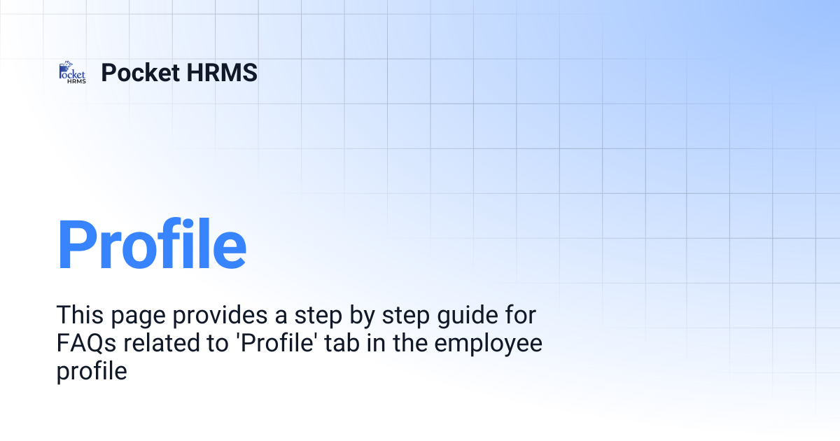 Profile | Pocket HRMS