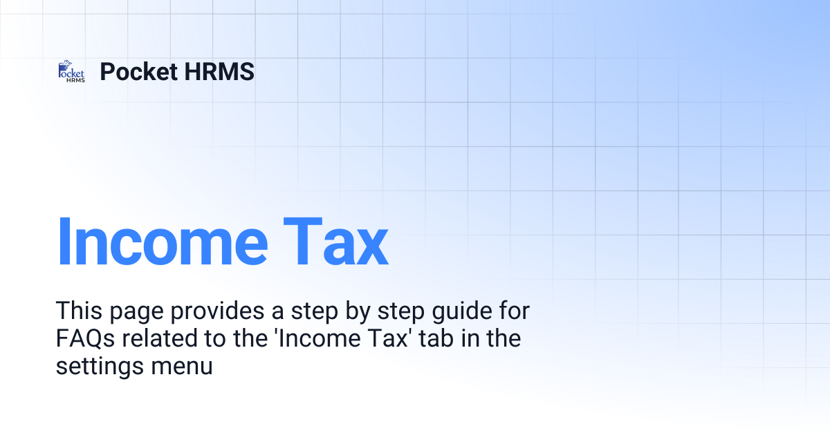 Income Tax | Pocket HRMS