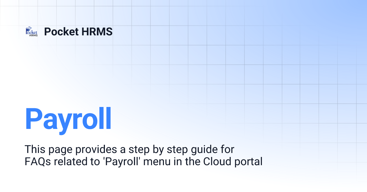 Payroll | Pocket HRMS