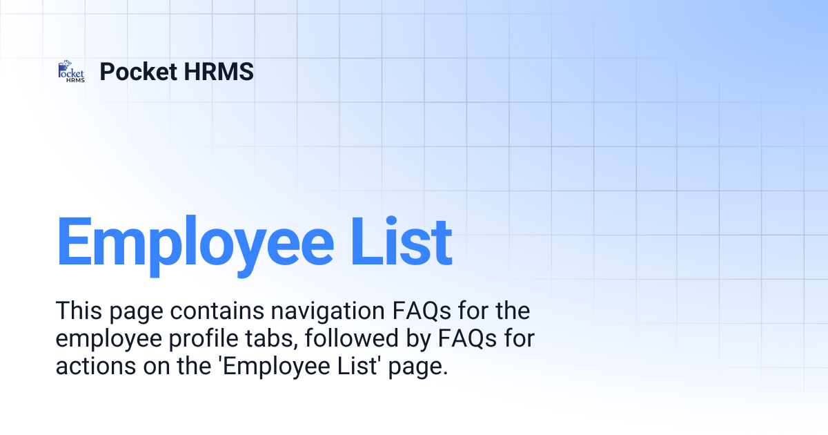 Employee List | Pocket HRMS