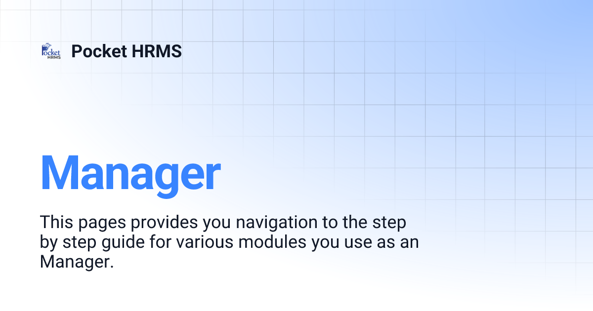 Manager | Pocket HRMS
