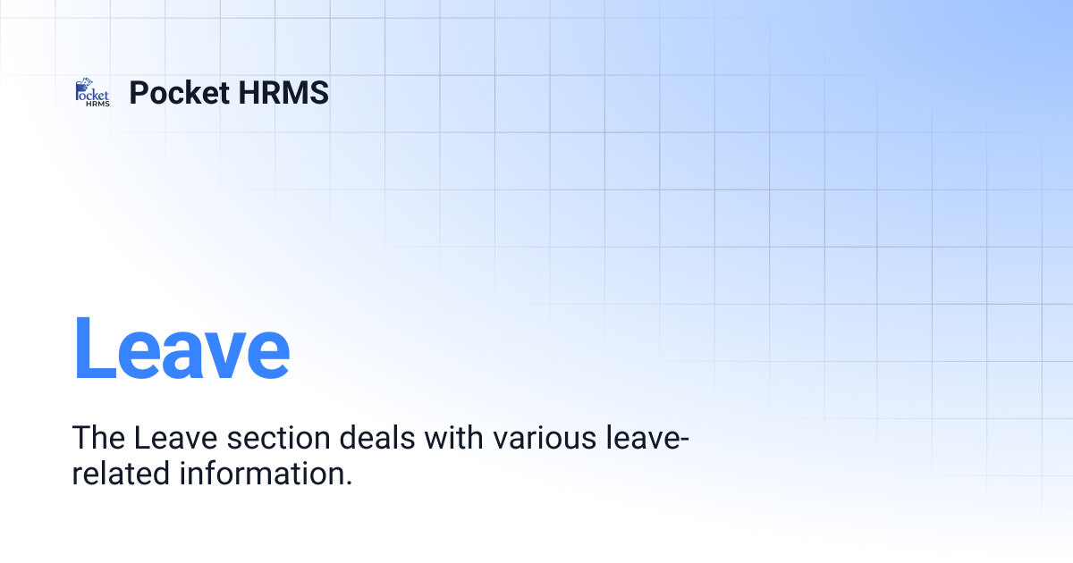 Leave | Pocket HRMS