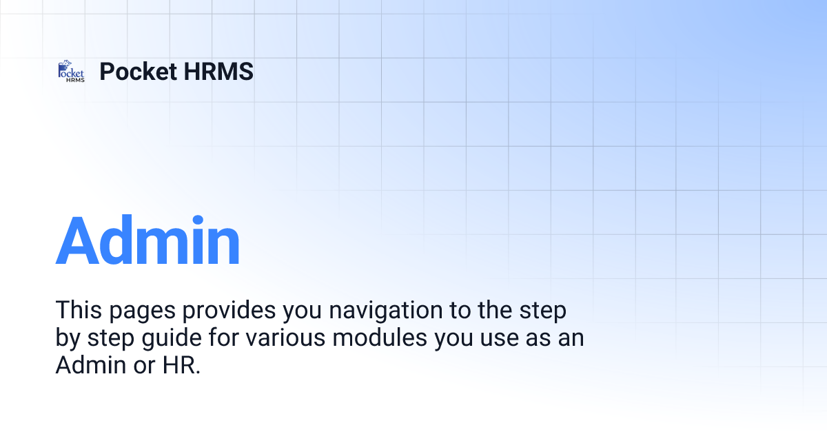 Admin | Pocket HRMS
