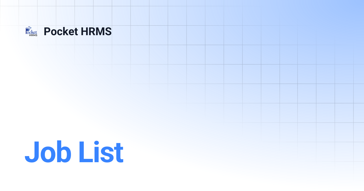 Job List | Pocket HRMS